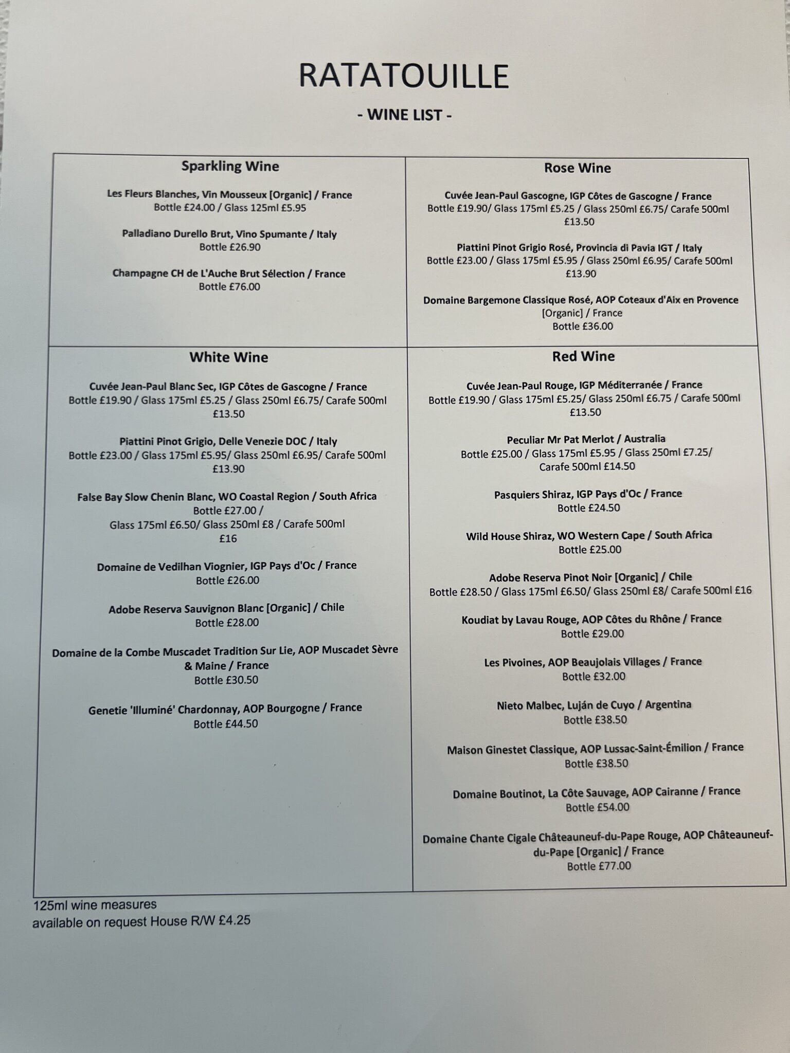 Our Menus – Ratatouille Restaurant