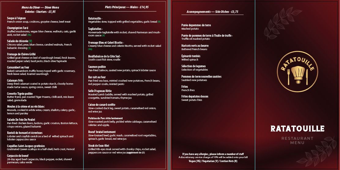 Our Menus – Ratatouille Restaurant